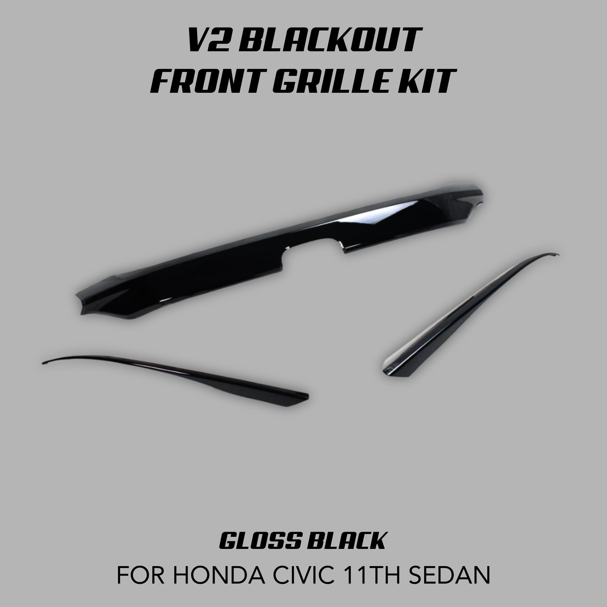 [CIVIC 11TH SEDAN] V2 BLACKOUT FRONT GRILLE KIT – XGENAUTO