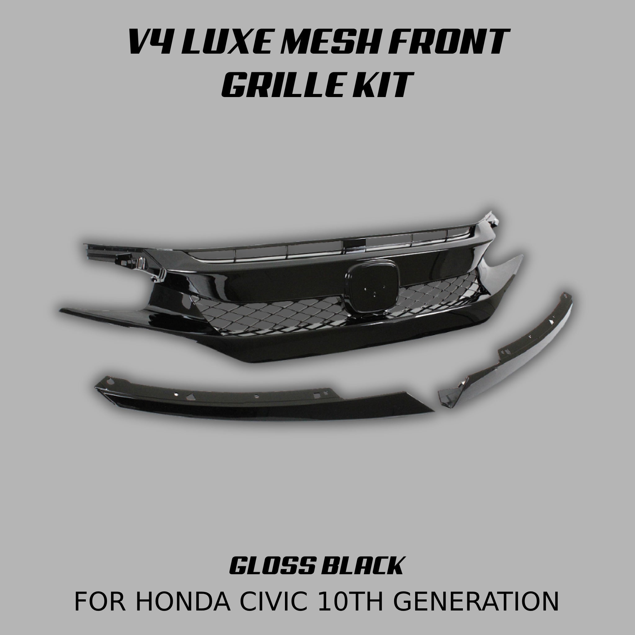 [CIVIC X] V4 LUXE MESH FRONT GRILLE KIT – XGENAUTO